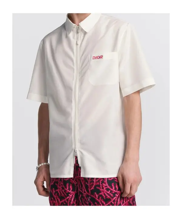 Dior Zip-Up Short-Sleeved Shirt In Off White - 19% Off | Editorialist